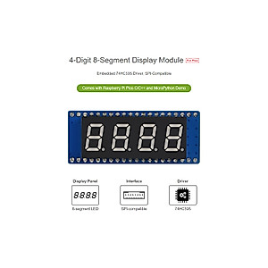 waveshare 4-Digit 8-Segment Display Module for Raspberry Pi Pico Embedded 74HC595 Driver SPI-Compatible Comes with Raspberry Pi Pico C/C++ and MicroPython Demo