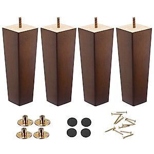 Wood Furniture Legs 8 inch Sofa Legs Pack of 4,Couch Legs Square Brown,Mid Century Desk Legs,Sofa Replacement Parts, for Dresser Legs Sideboard Recliner Couch Circle Chair Couch Riser Coffee Table