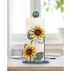 Sunflower Paper Tower Holder Kitchen Home Desk Holders, Metal Free Standing Detachable Black Paper Holder, Stainless Base Hollow Butterfly Paper Storage Shelf, Bathroom Floor Decoration Accessories