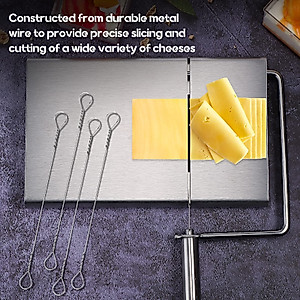 Nuanchu 10 Pcs Cheese Slicer Wire Replacement Cheese Cutter Wire for Block Cheeses Butter Cutting Polished Marble Cheese Slicer Board Wire (Style 1)