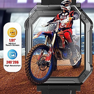 Jireausty Military Smart Watches for Men - 1.91" Smart Watch with Bluetooth Call IP68 Waterproof Smart Watches with Heart Rate Sleep Monitor for Android and iPhone