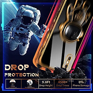 Coralogo for iPhone Xs Max Case Astronaut Cute for Women Girls Girly Unique Black Phone Cases with Astronaut Hidden Stand Kickstand 6D Design Cover for iPhone XsMax 6.5 inch