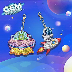 Arts and Crafts for Kids Ages 8-12 - 5D Gem Art Painting Kits for Kids - Create Your Own Gem Keychains by Number DIY Craft Gift for Girls Boys Ages 6-8 8-10 10-12