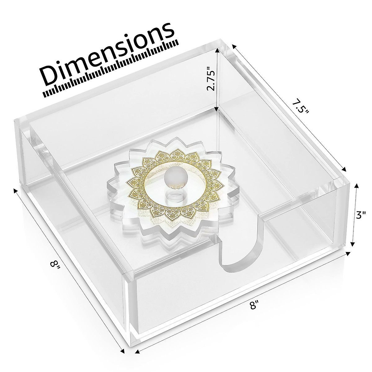 Acrylic Napkin Holder with Elegant Weighted Patterns - Napkin Holder for Table - Napkin Holders for Kitchen - Bathroom Paper Towel Holder - Napkin Dispenser - Outdoor Napkin Holder
