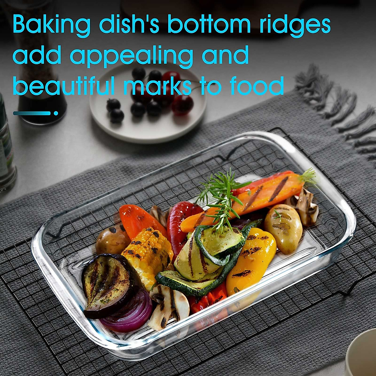 DMAR 2-Quart Glass Baking Dish for Oven ，(8×12inch) small glass pan, reduce the fat intake-1 Piece