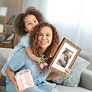 SYNTRIFIC 8x10 Picture Frame Set of 6, Rustic Farmhouse Wood Picture Frames 5x7 with Mat or 8x10 Without Mat,Tabletop Display and Wall Mounting for Home Collage Brown Photo Frame for Gift,Walnut