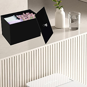 Wuudy Tampon Holder for Bathroom, Shark Week Tampon Storage, Acrylic bathroom organizer with Lid, Feminine Pads Organizer Box with Removable Divider, Black