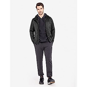 BALEAF Men's Running Jacket Lightweight Thumble Hole Warm Up Puffer Jacket Hybrid Thermal Coat Insulated Hiking Golf Black S