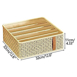 verrio Sock Underwear Organizer Drawer Dividers, Sock Underwear Drawer Organizer Bins, Closet Cabinet Organizer Underwear Storage Boxes for Storing Socks, Undies and Baby Clothes (Beige-M)