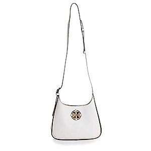 Tory Burch Womens Miller Pebbled Leather Shoulder Handbag Black Medium