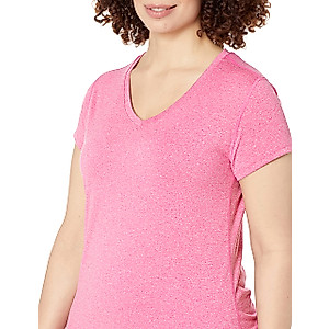 Hanes womens Sport Heathered Performance V-neck Tee Shirt, Amaranth Heather, Large US