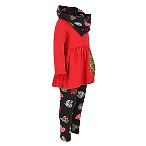 Unique Baby Girls Valentines Day Toddler Animal Print Hearts Legging Set Outfit (7 Years, Red)