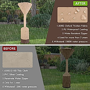 DiscoverPatios Patio Heater Covers Waterproof,600D Oxford Fabric Outdoor Heater Cover with Zipper and Storage Bag,PU Coating,Sunlight-Resistant,Snow-Resistant,Dust-proof Garden Cover(Beige 34*19*95)