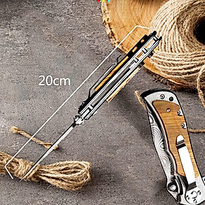Pocket Folding Knife EDC Multitool Multifunctional Tool with Wood Handle Camping Outdoor