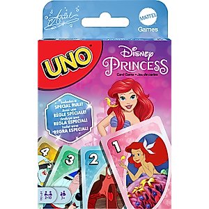 Mattel Games UNO Disney Princess The Little Mermaid Card Game for Family Night Featuring Movie Themed Graphics for 2-10 Players