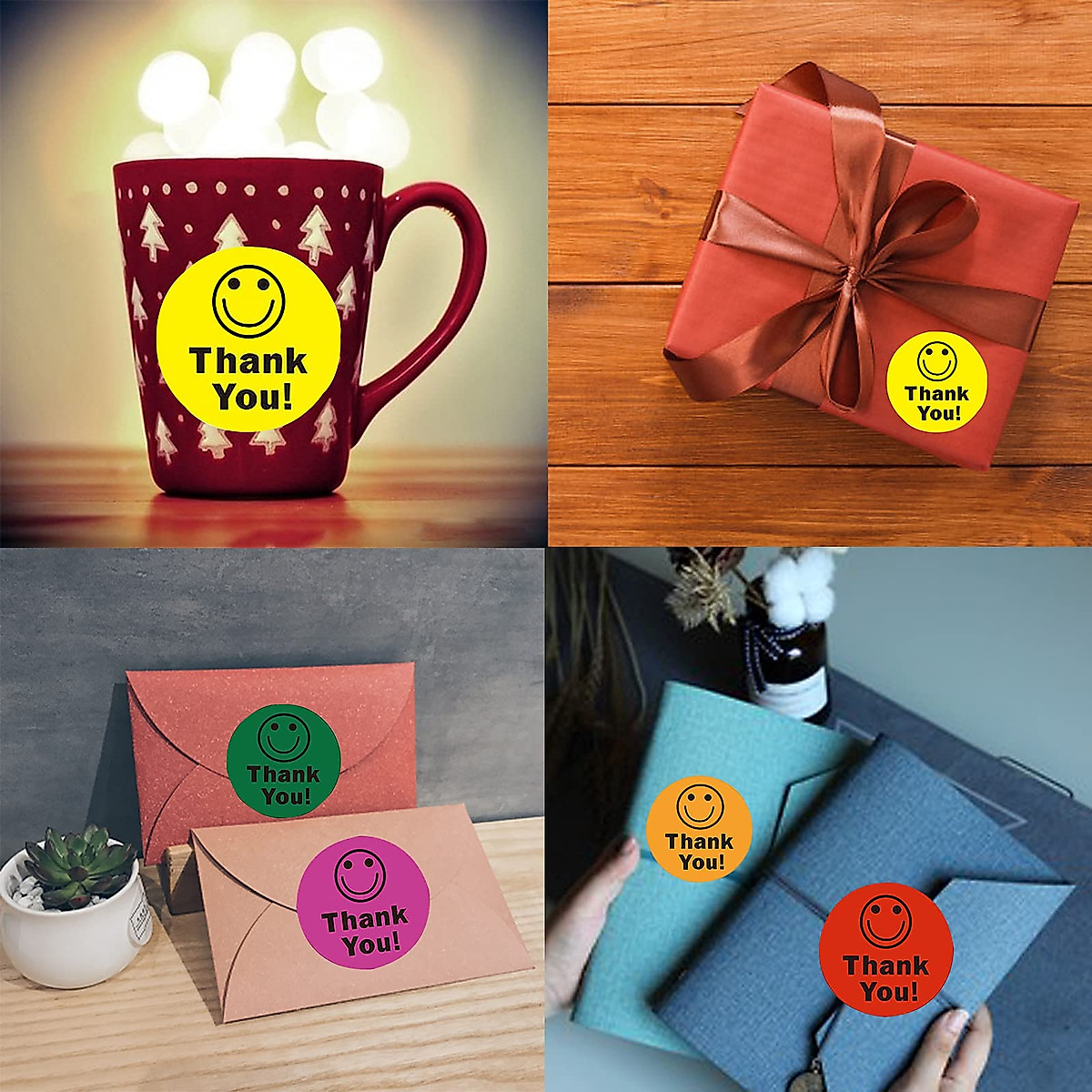 2500 Pcs Smile Face Thank You Stickers, 1" Happy Face Lables Thank You Label Stickers Waterproof Happy Smiley Faces Stickers for Envelope Seals, Small Business, Birthday, Gifts, Packaging Bags, Box