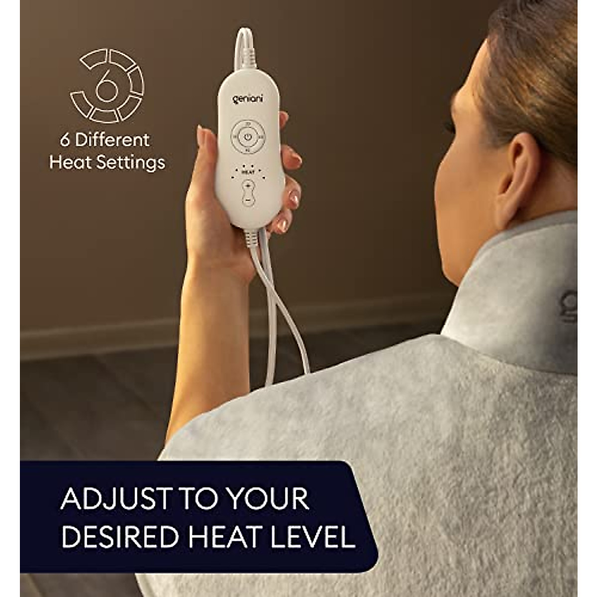 GENIANI Heating Pad for Neck and Shoulders, Large Heated Pad for Neck Pain, Shoulder Heating Wrap with 4 Auto Shut-Off, 6 Heat Settings, Gifts for Women & Man, Gifts, Dad, Pein Relief - 22"x24"