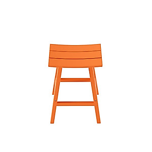 Costaelm All-Weather Bar Stools Set of 2, 29" Height Outdoor Bar Stools, Adirondack Poly Patio Bar Stool for Patio, Deck, Kitchen Counter and Garden, Orange