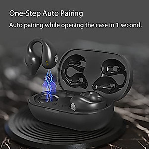 AHOKEGE Open Ear Clip-on Earbuds Wireless Bluetooth Headphones for Android iPhone, Earbud & in-Ear Headphones, Bluetooth 5.3 Earbuds for Workout/Running/Exercising, 2023 Upgraded (Black)