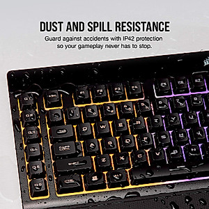 Corsair K55 RGB Gaming Keyboard - Quiet & Satisfying LED Backlit Keys - Media Controls - Wrist Rest Included - Onboard Macro Recording (Renewed)