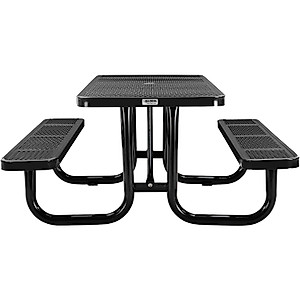 Global Industrial 72" Rectangular Perforated Metal Outdoor Picnic Table, Red