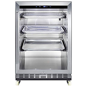 Summit Appliance SCR611GLOSRI Outdoor Mini Reach-In Commercial Beverage Center, Factory-installed Dolly, Glass Door, Weatherproof, Heavy-duty Tray Holders, Three Adjustable Chrome Shelves