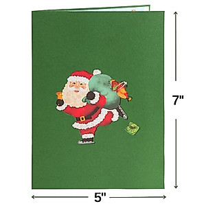 Paper Love 3D Christmas Pop Up Card, Santa and Friends, Handmade 3D Popup Greeting Cards, Gift For Christmas or Holidays, 5" x 7" Cover - Includes Envelope and Note Tag