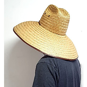 Double Weaved Hard Shell Shade Hat Large Fit Wide Brim Straw Hat Tan