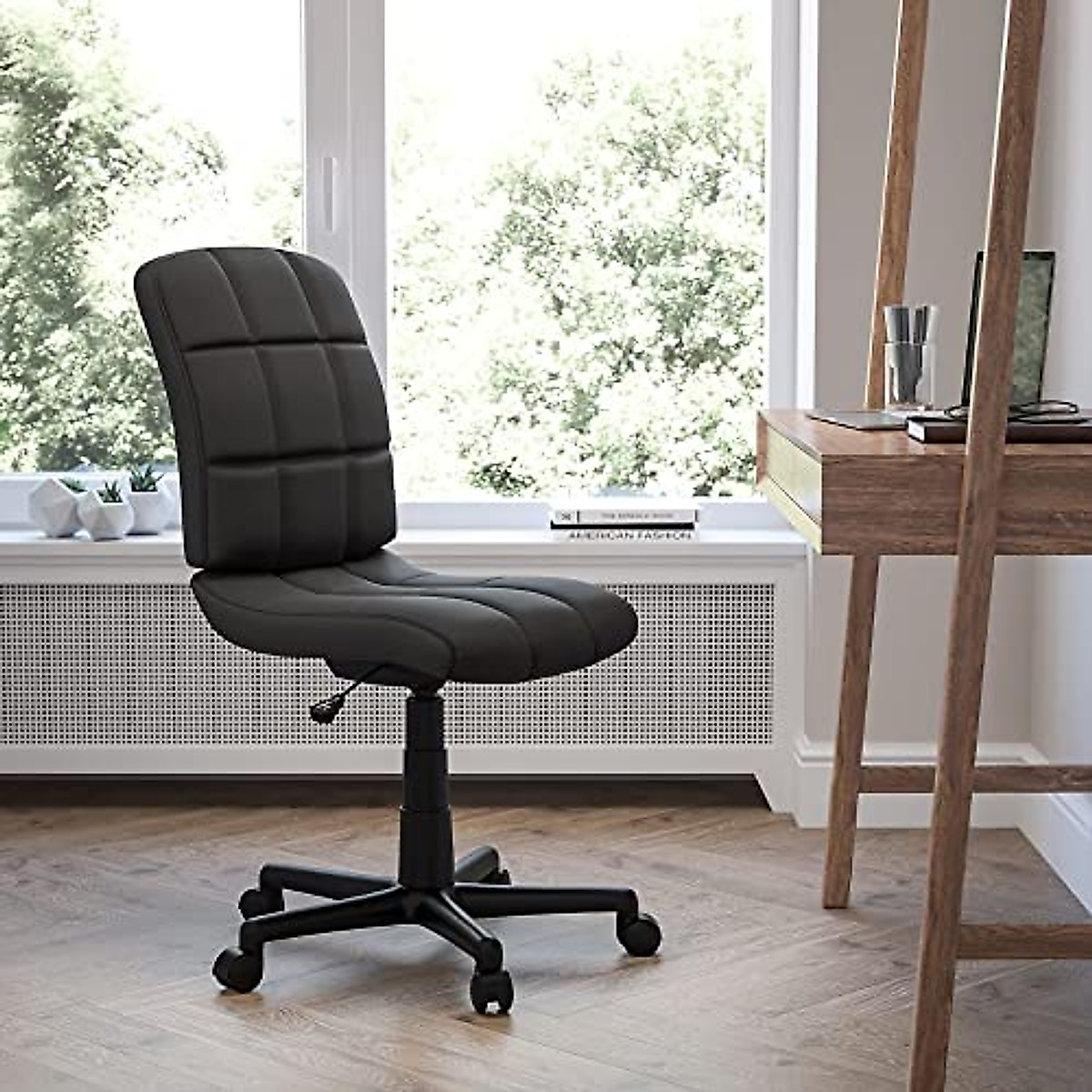 Flash Furniture Clayton Mid-Back Black Quilted Vinyl Swivel Task Office Chair
