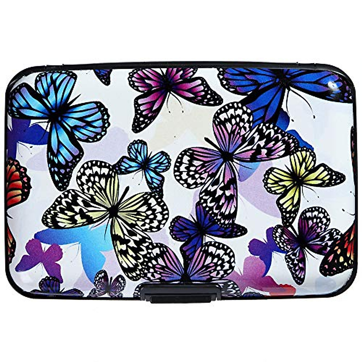 Kaabao Aluminum Wallet RFID Blocking Slim Metal Business ID Credit Card Holder Hard Case (Butterflies)
