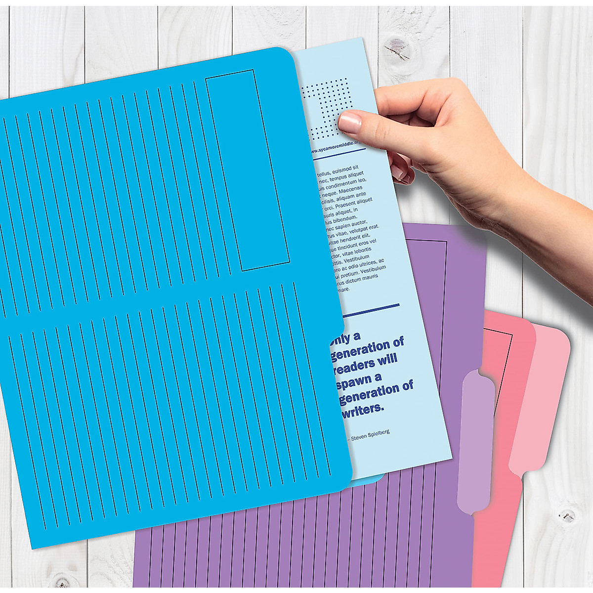 Lined File Folders, 12 Pack, Heavyweight, 1/3 Cut Tabs, 6 Vibrant Colors, Top Custom Subject Box, Letter Size Folders, 9.5" x 11.5", by Better Office Products