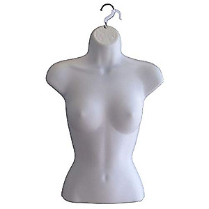 Female Mannequin Torso, Dress Form Hollow Back Body or T Shirt Display, for Hanging by EZ-Mannequins for Craft Shows, Photos or Design, Easy to Use and Store, for Small - Medium Clothing Sizes.