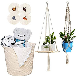 1/4 Inch Natural Cotton Rope, White Craft Rope Clothesline, Used for DIY Rope Baskets, Handicrafts, Candle Wicks, etc, 6MM, 39 Feet.