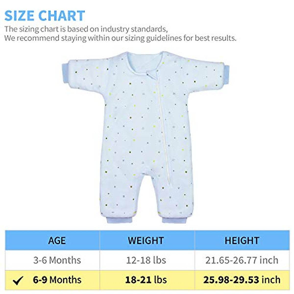 BBTKCARE Sleep Sack - Cotton Wearable Blanket，Warm Baby Pajamas for Toddler 6-9 Month-Blue