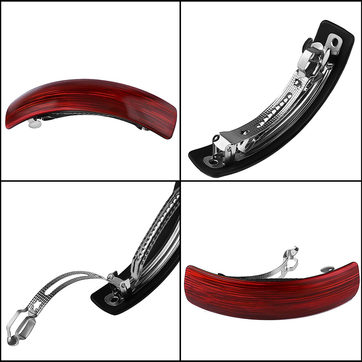 Elcoho 6 Colors Retro Large Hair Barrettes Acrylic Automatic Barrettes Hair Pins for Women Ladies Daily Wearing