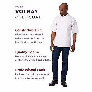 Chef Works Men's Volnay Chef Coat, White, XX-Large