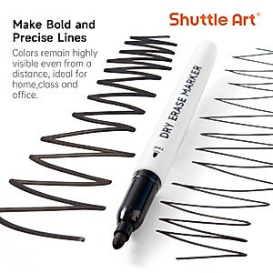 Dry Erase Markers, Shuttle Art 32 Pack Black Whiteboard Markers,Fine Tip Dry Erase Markers for Kids,Perfect for Writing on Whiteboards, Dry-Erase Boards,Mirror,Calender,School Office Supplies