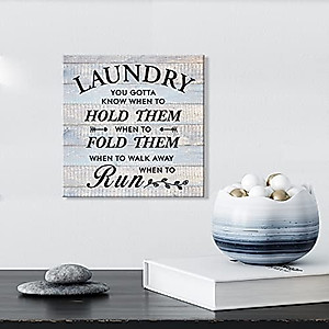Laundry Room Sign Funny Wall Art Prints Canvas Painting Rustic Laundry You Gotta Know When to Hold Them Print Country Home Decor 8" x 8"