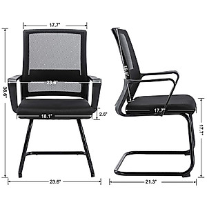 10 Pack Office Guest Chairs & Reception Chairs, Set of 10 Heavy Duty Mesh Fabric Waiting Room Chairs Meeting Room Guest Chairs with Sled Base, Black