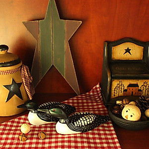 CVHOMEDECO. Primitives Hand Engraving and Painted Wood Loons Rustic Figurine Decorative Accent, Set of 2