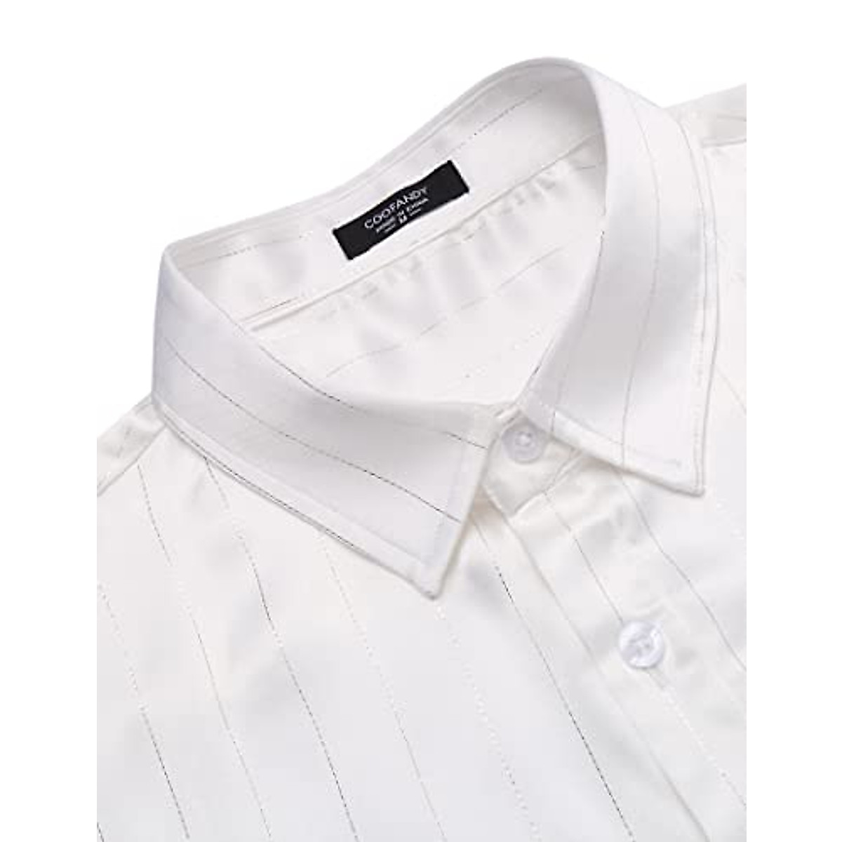 COOFANDY Silk Short Sleeve Shirts for Men Luxury Button Down Shirts for Men Silk Like Glossy Shirt Regular Fit Stylish Polyester Top White