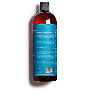 Cove Castile Soap Unscented - 1 Liter / 33.8 fl oz - Organic Argan, Jojoba, and Hemp Oils