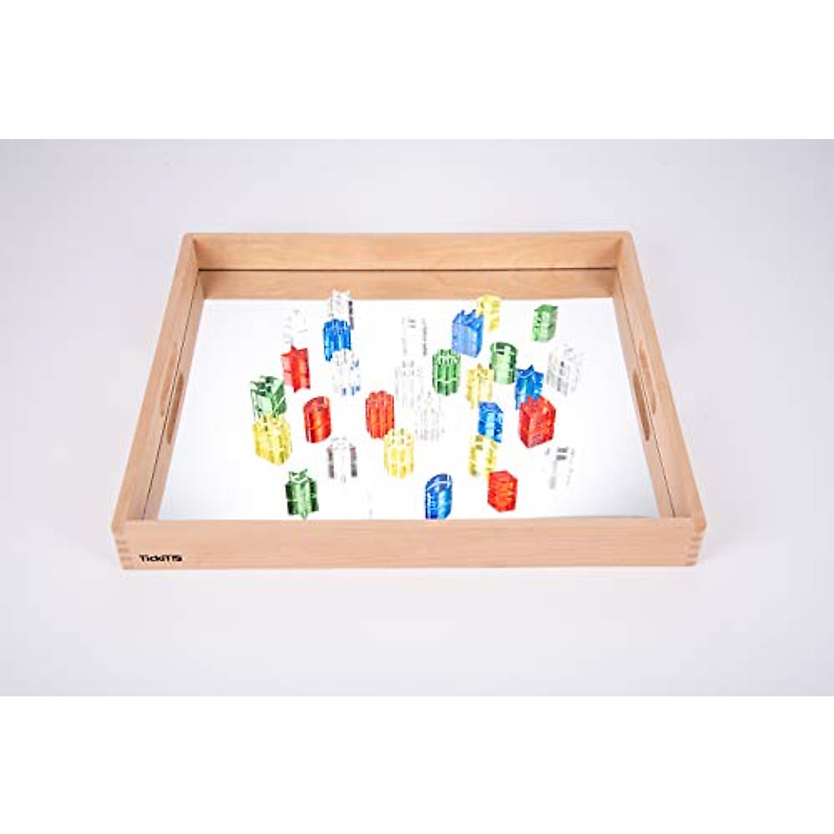 TickiT Wooden Mirror Tray - Explore Reflection, Symmetry and Patterns - for All Ages - Add Reflection to Any Sensory Activity Station