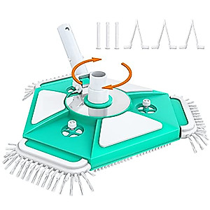 PooLuck Pool Vacuum Head with Side Nylon Bristles【Newest】, Weighted Triangular Pool Vacuum Head with Swivel Rotatable Handle, Connect 1-1/4" 1-1/2" Hose for Above Ground Pool Safe on Vinyl Liner Pool