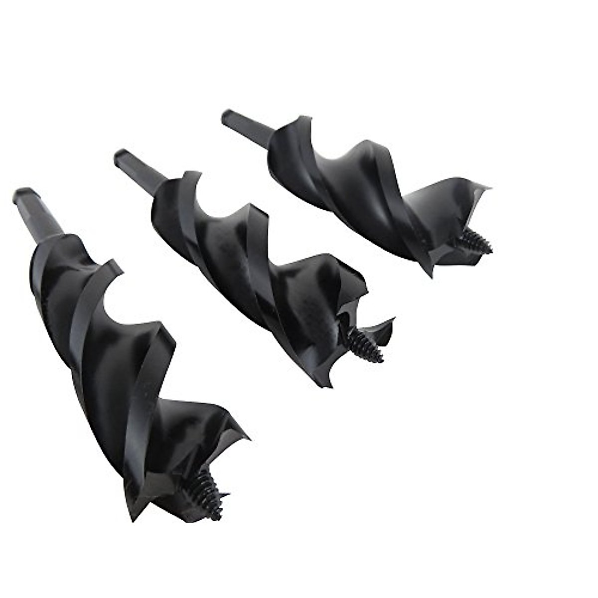 WoodOwl 4 Piece Set Large Bits with Sizes 1-1/8", 1-1/4", 1-3/8" and 1-1/2" x 7-1/2” Long Ultra Smooth Tri Cut Auger Hand Brace Boring Bit PTEE Coated 09715 to 09719