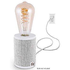 Enbrighten, Gray, Anywhere Lamp, 6 Ft Braided Cord, Flat Plug, Tabletop or Wall Mount, Designer Fabric Base, Bulb Not Included, 46177