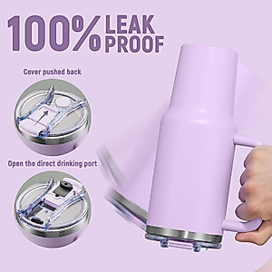 SMLIXE 40 oz Tumbler with Handle and Straw Lid,Insulated Reusable Stainless Steel Water Bottle Travel Mug，Cupholder Friendly Double Wall Vacuum Sealed Cup (Lavender Purple)