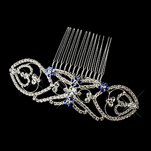 Bella Silver Clear & Blue Rhinestone"Twilight" Comb