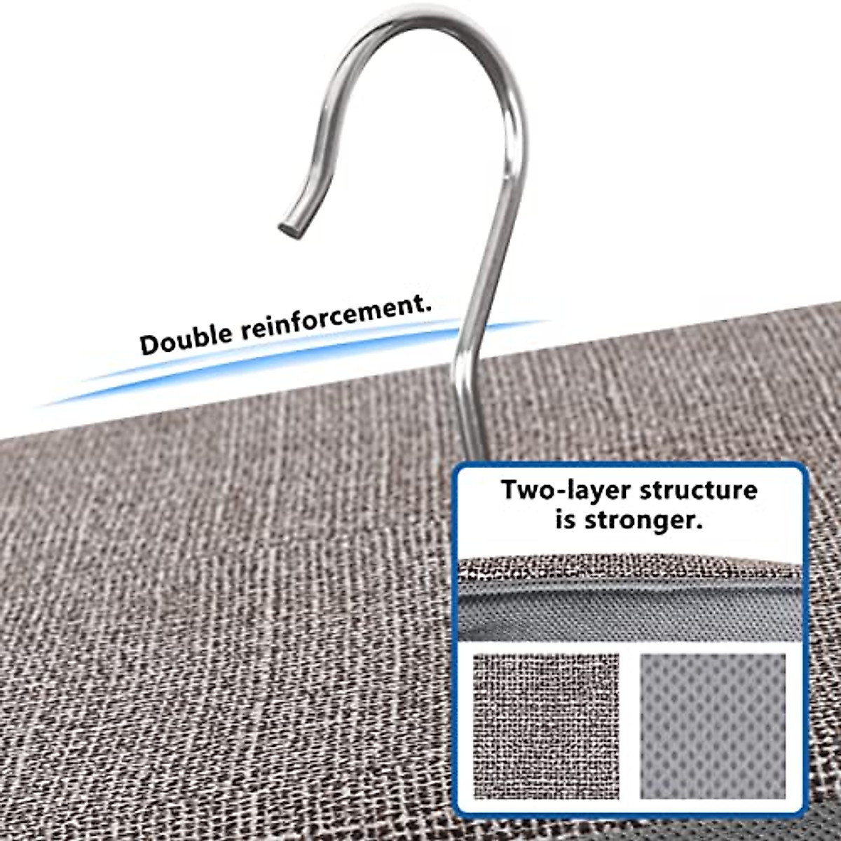 Libeder 2-Tier Rotating Closet Organizer, Hanging Closet Organizers and Storage with 12 Pockets, Closet Hanging Shelf Organizer, Shoe Organizer for Closet Small Space, Grey