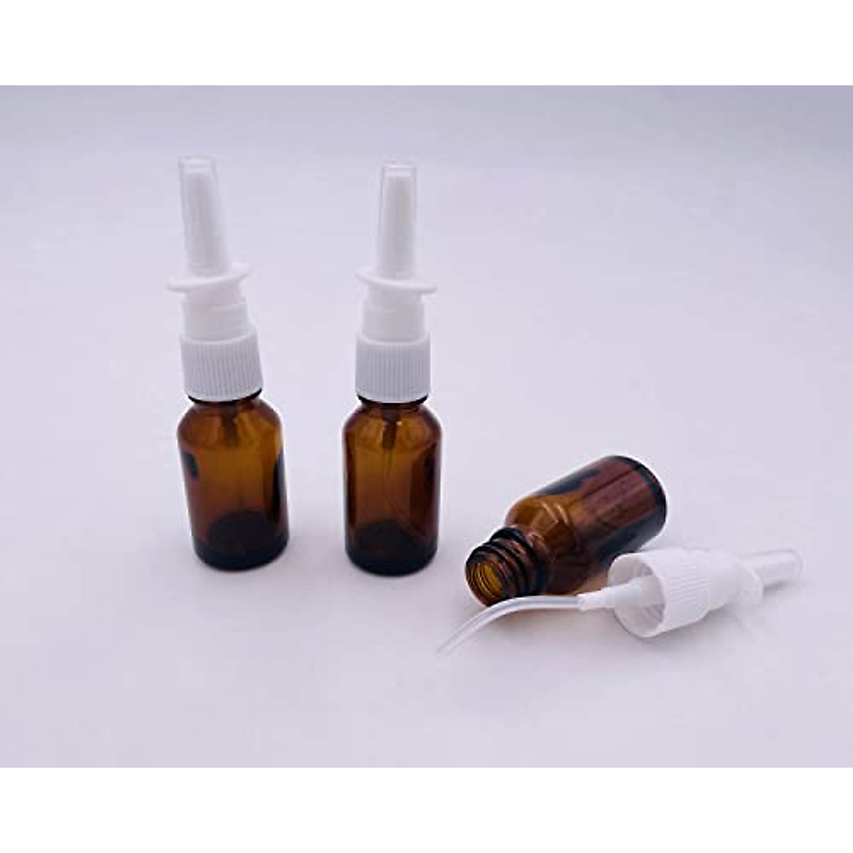 6PCS 30ml Amber Glass Nasal Sprayers Refillable Fine Mist Sprayer Makeup Water Travel Containers Vials Nose Spray Bottles for Saline Wash Applications